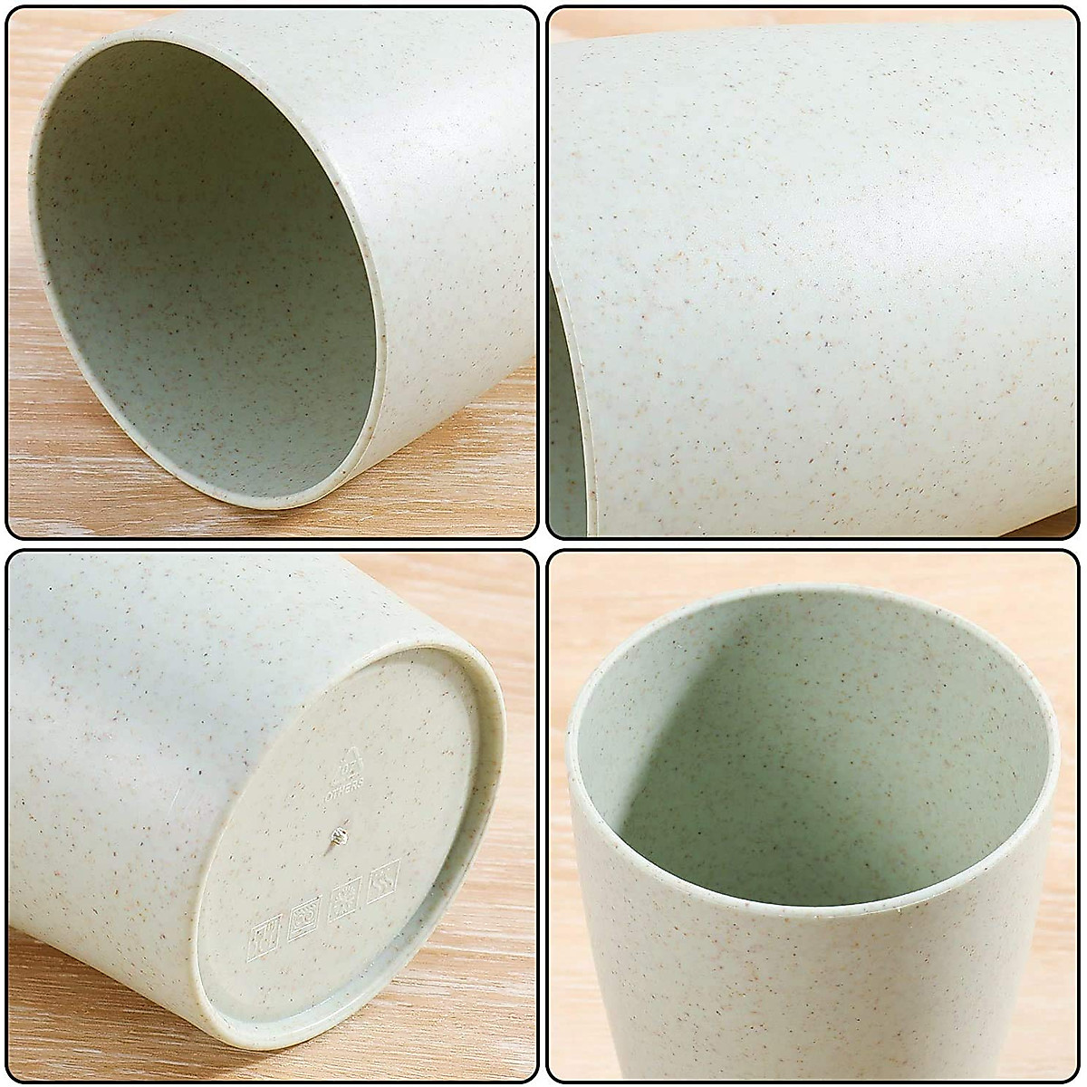 WANBY Wheat Straw Cup 4 Pcs Unbreakable and Reusable Drinking Cups Eco-Friendly Healthy Tumbler Set for Milk Juice and Water Dishwasher Safe (4 Pcs 11 Oz)