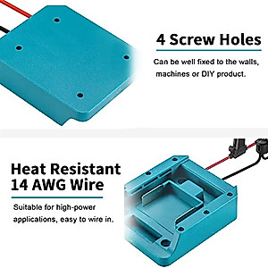 Anztek Fit for MAKITA 18v Battery Power Mount Connector Adapter Dock Holder with 14 awg Wires