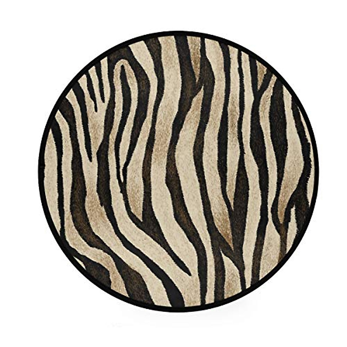 ALAZA Vintage Zebra Print Animal Non-Slip Round Area Rug for Bedroom Living Room Study Playing Floor Mat Carpet, 3' Diameter