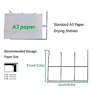 Metal Steel Wire Drying Rack for Classroom Painting Crafts 10 Shelves Desktop A3 Paper Storage Art Display Rack for Art Studio and Home Use, 18.9×14.6×16.5 Inches, Black