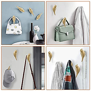 2PCS Bird Wall Hooks Coat Hooks Wooden Coat Hanger Wall Mounted Art Decor for Hanging Towels Hat Rack in Entryway Bathroom Kitchen (2PSCWOOD)