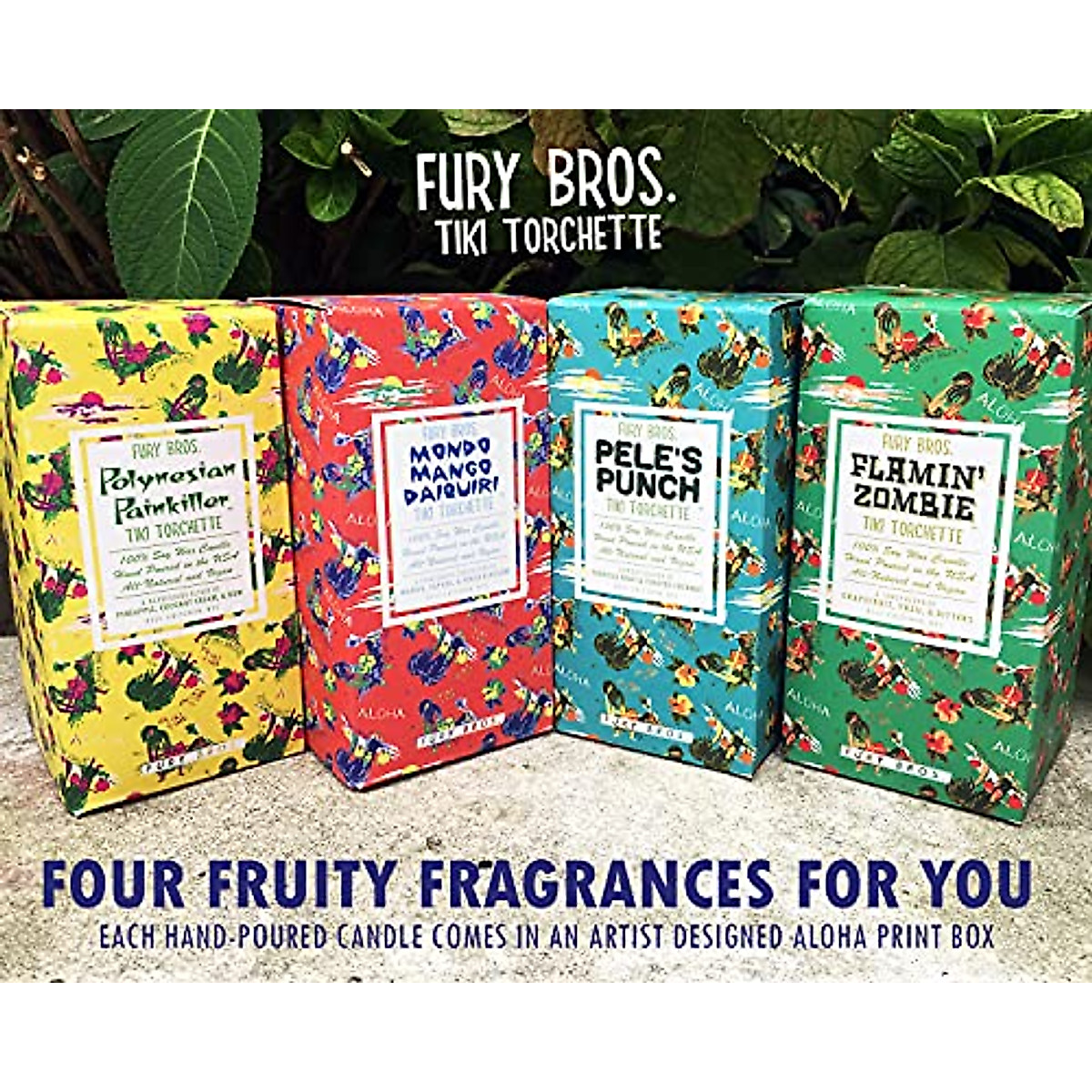 Tiki Torchette Candles from Fury Bros. | A 70-Hour Transport to The Tropics | Polynesian Painkiller - Pineapple, Coconut Cream, and Rum |Soy Wax, Vegan Friendly | Hand Poured in The USA, 12 oz