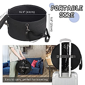 LITLANDSTAR Hat Organizer for Women and Men, Round Hat Storage Box Portable Felt Hat Container Foldable Hat Holder with Dust Proof Lid, Hat Rack for Closet or Travel (17" D x 10" H, Black)