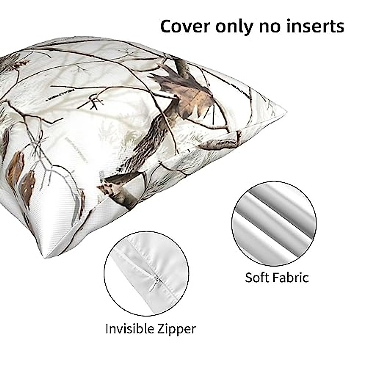 WURTON White Trees Camo Print Throw Pillow Covers, Soft Square Cushion Case,for Sofa, Couch,Bed Chair-18 X 18 Inch