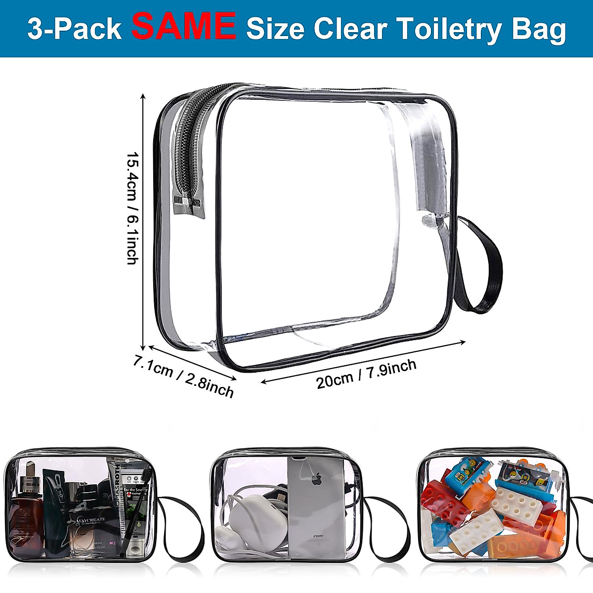 CGBE TSA Approved Toiletry Bag With Handle, Clear Toiletry Bag Quart Size Travel Bags For Toiletries Carry On Cosmetic Makeup Pouch For Men