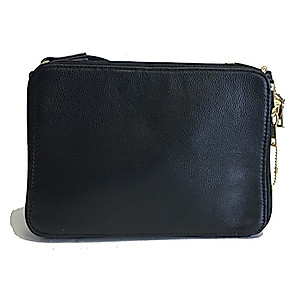 Compact Genuine Leather Concealed Carry Purse, Shoulder or Cross-Body, CCW, Black