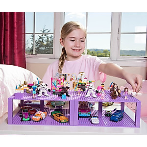 Strictly Briks Compatible with Lego 4 Pack Classic Stackable Baseplates 10x10 in, Building Bricks Plates with 32 x 32 Studs, Towers, Shelves, 4 Plates & 30 Stackers, Lavender