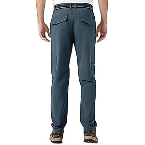 Rdruko Men's Lightweight Work Pants Waterproof Quick Dry Stertch Outdoor Hiking Cargo Pants (Cold Gray,US 36)