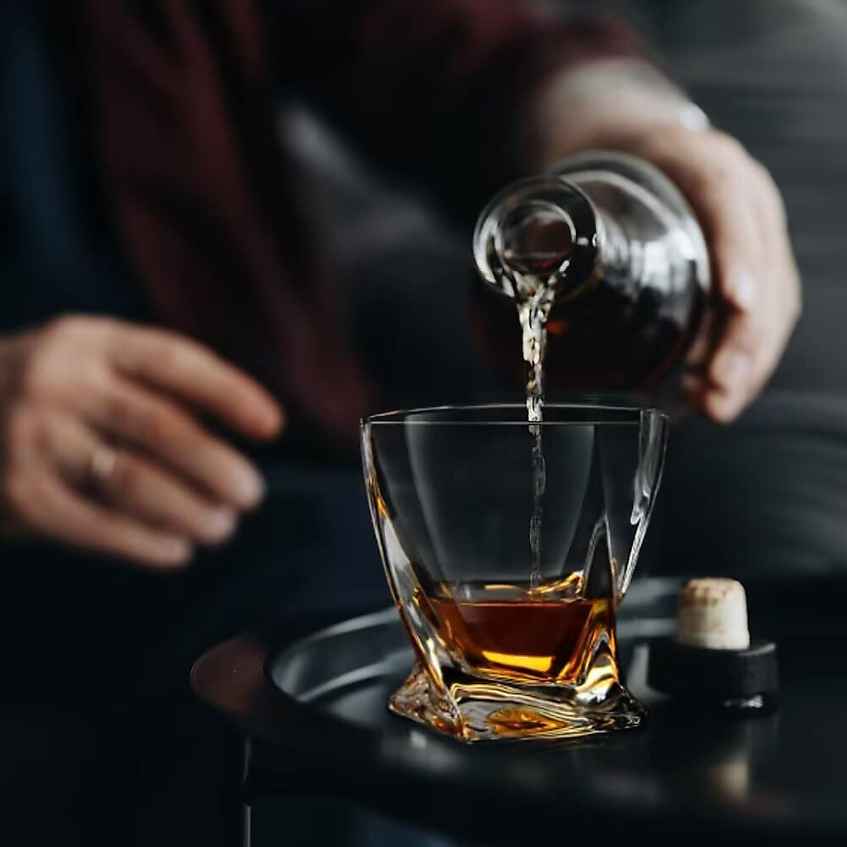 ELIDOMC 10OZ Whiskey Glasses With luxurious Giftbox, Sturdy Set of 4 Cocktail Glasses With Weighted Bottom, Perfect Whiskey Gifts for Men to Drink Whiskey Scotch Cocktail Vodka Bourbon