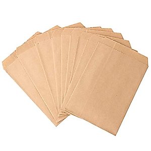 Z ZICOME Flat Brown Kraft Paper Bags, 4" x 6", 100 Pcs