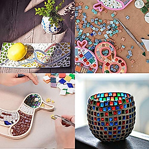 Whaline 7 Pieces Mosaic Tools, Mosaic Tweezers Tile Beginner Setwith 2 Scrapers, 2 Tweezers, 1 Double-EndedHook, 1 Spatula, 1 Sponge