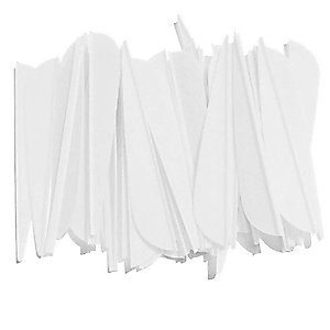 AMEYXGS 50pcs Archery Arrow Feathers Rubber Arrow Fletching 3inch Plastic Arrow Vanes Fletches for Hunting DIY Arrows (White)