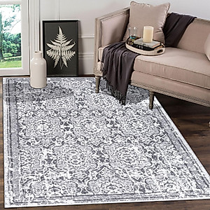 Vaukki Living Room Rug, Vintage Shaggy Soft Laundry Rug, Non Slip Kitchen Area Mat, Washable Farmhouse Bedroom Area Carpet for Bathroom, Kitchen and Kidsroom (3'x5', Grey)