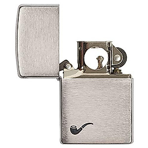 Zippo Unisex-Adult Pipe Lighter, Brushed Chrome Black Pipe, One Size