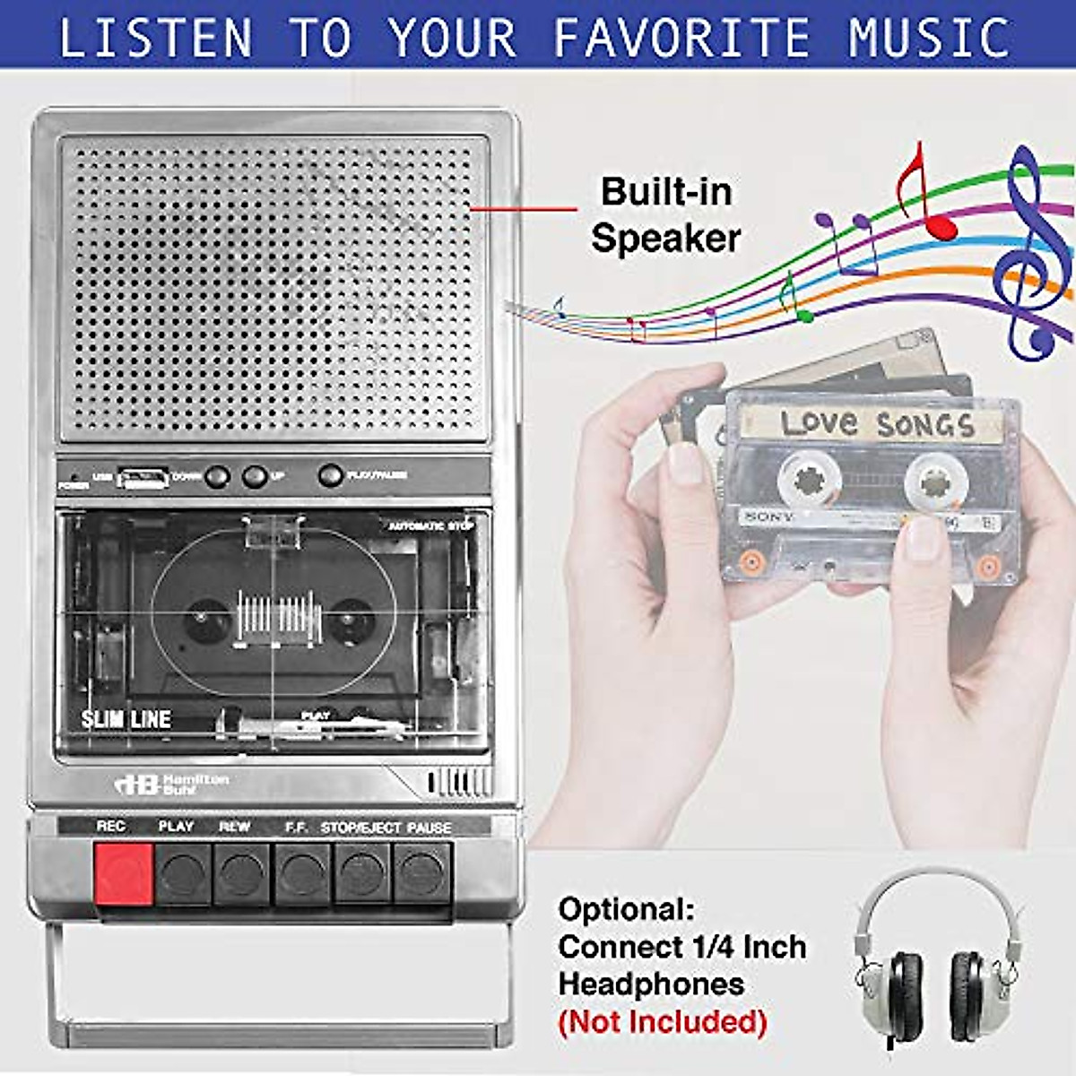 Hamilton Buhl Classroom Cassette Player, 2 Station, 1 Watt (D132) (HA802)