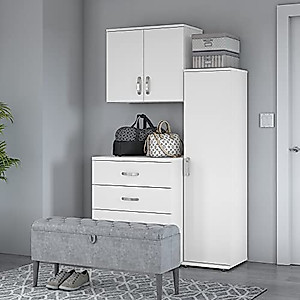 Bush Business Furniture Universal 3 Piece Modular Closet Storage Set with Floor and Wall Cabinets, White