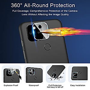 4 Pack URSOQ 2 PCS Screen Protector + 2 PCS Camera Lens Protector Compatible with Google Pixel 5A (6.3inch), Case Friendly, Anti-Scratch, Bubble Free, HD clear, 9H Hardness Tempered Glass