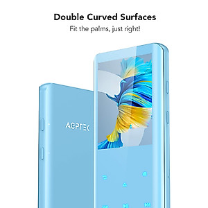 MP3 Player with Bluetooth 5.3, AGPTEK A19X 2.4" Curved Screen Portable Music Player with Speaker Lossless Sound with FM Radio, Voice Recorder, Built in 32GB, Supports up to 128GB, Blue