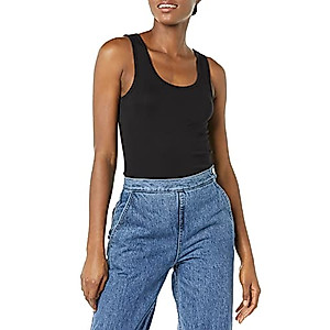 Amazon Essentials Women's Slim-Fit Tank, Pack of 2, Black/White, Large