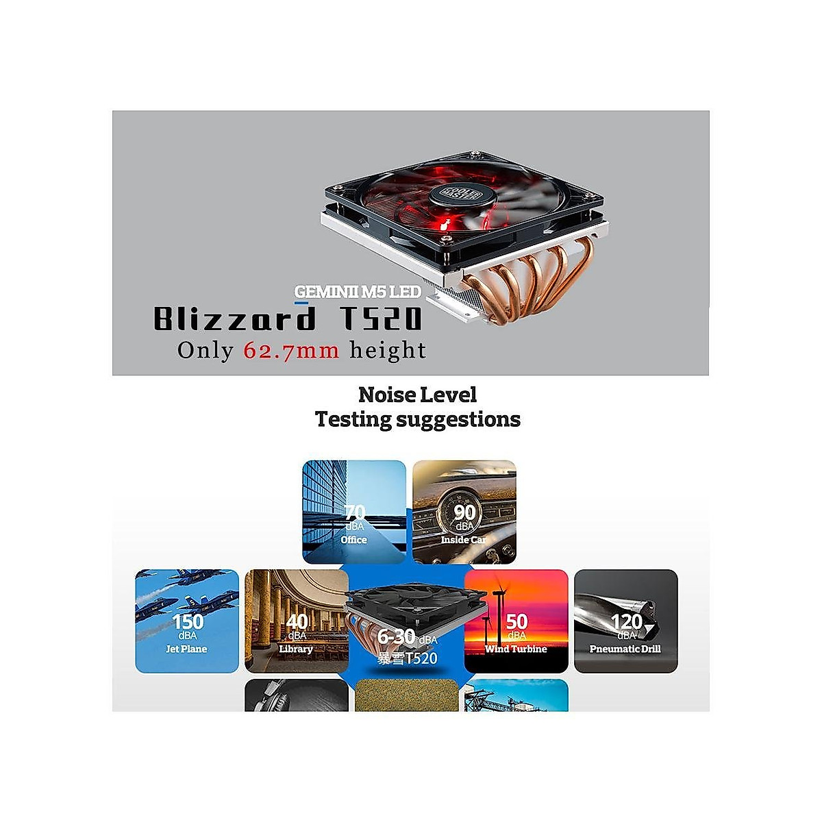 Cooler Master GeminII M5 LED - 2U Low Profile CPU Cooler with 5 Direct Contact Heatpipes & XtraFlo 120 Slim Fire Red LED PWM Cooling Fan for Intel AMD RR-T520-16PK (GeminII M5)