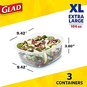 Glad Food Storage Containers - Family Sized Container - 104 Ounces - 3 Containers