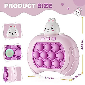 Ideashop Pop Fidget Game for Kids Adult, Handheld Quick Push Bubble Toy Light Up Game, 4 Modes, More Challenging Travel Portable Puzzle Game Machine, for Kids Birthday Gift (Rabbit)