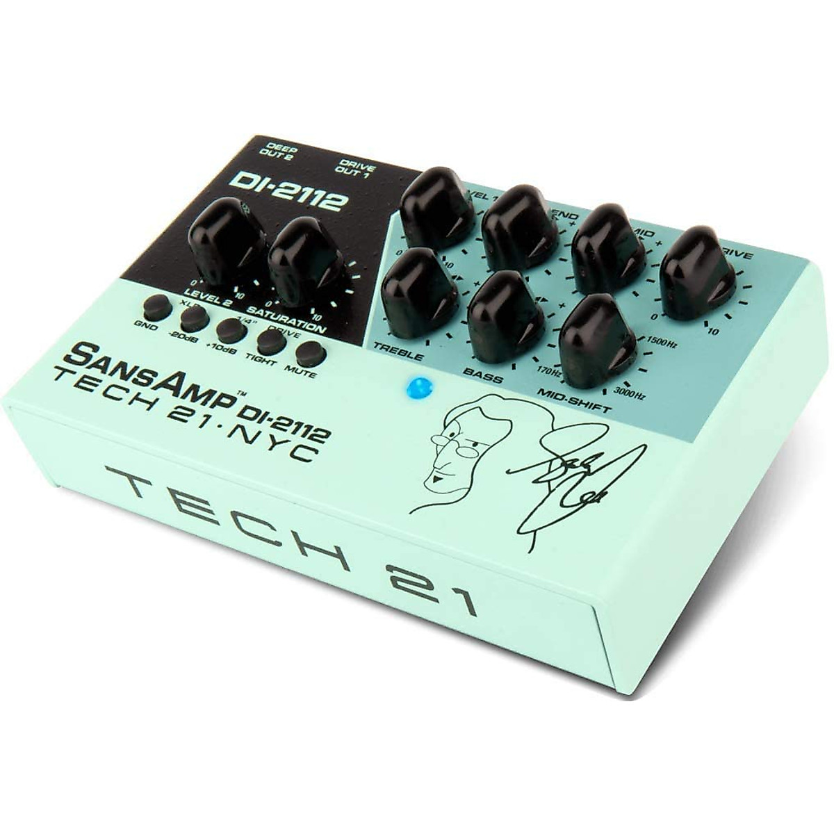 Tech 21 Geddy Lee DI-2112 Signature SansAmp Bass Preamp Pedal Bundle with 2 MXR Patch Cables and Dunlop Pick Pack