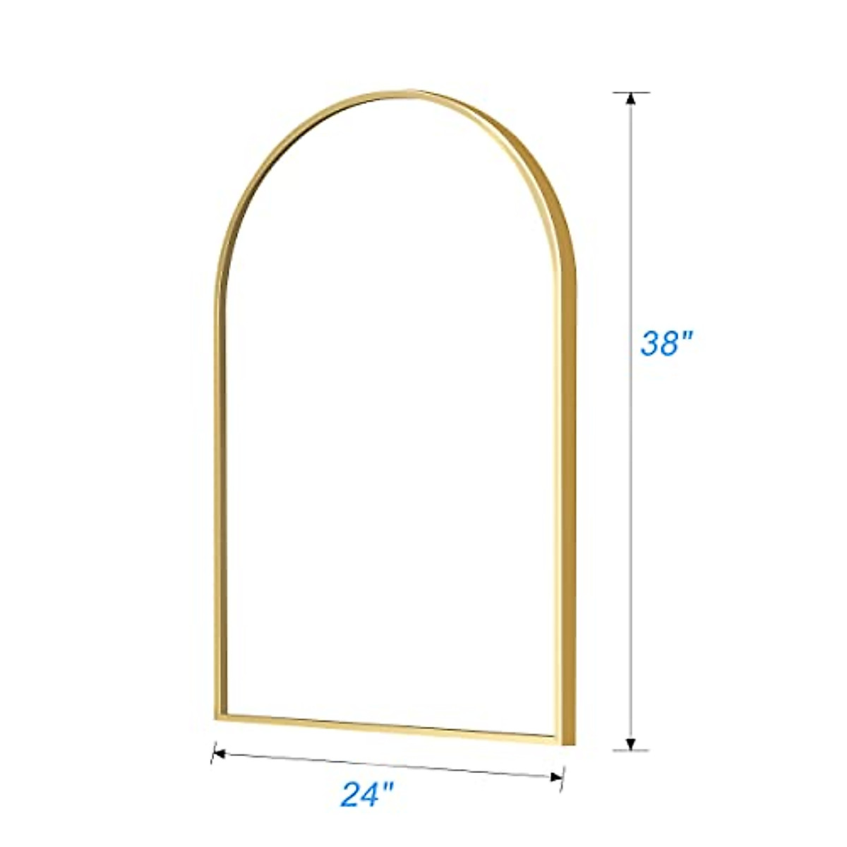 ZMYCZ Arched Wall Mirror, Gold Arch Mirror, Bathroom Wall Mounted Mirror, Arched Top Mirror, Vanity Window Mirrors for Wall, Makeup Mirror with Metal Frame for Living Room, Bedroom, Entryway(24"x38")