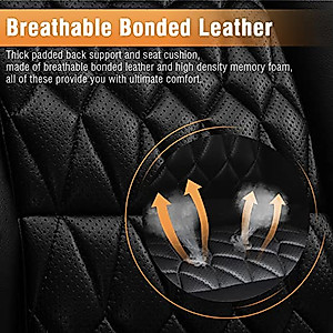 Large High Back Office Chair - Adjustable Lumbar Support Flip Up Arms Heavy Duty Quiet Wheels Metal Base Breathable Bonded Leather Ergonomic Executive Computer Desk Chair with Storage Bags, Black