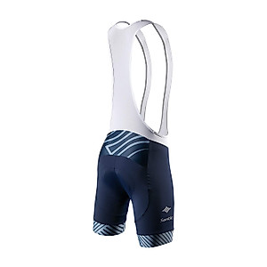 Santic Mens Cycling Bib Shorts Padded Cycle Bib Tights Mens Padded Biking Shorts Breathable Lightweight Navy L
