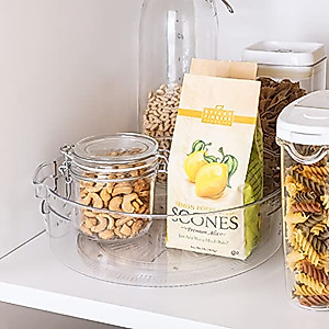 Smart Design Set of 2 Turntable Lazy Susan Spinning Organizer - 11.5 inch - BPA Free Plastic Resin - Fridge, Freezer, Cabinet, Food, Spices, Pantry - Clear