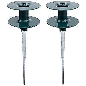 Twinkle Star 10 Inch Garden Hose Guide Spike, Rust Free Zink Sturdy Metal Stake, Heavy Duty Dark Green Spin Top, Keeps Garden Hose Out of Flower beds, for Plant Protection, 2 Pack