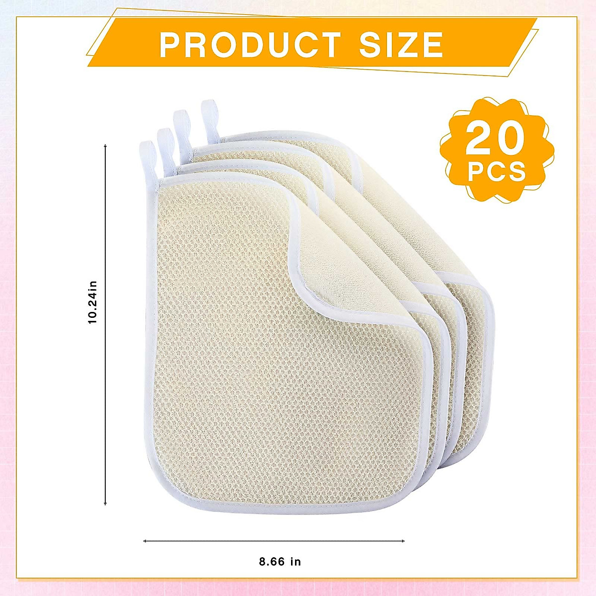 20 Pieces Exfoliating Wash Cloths Soft-weave Washcloths Nylon Facial Dual Sided Shower Scrubber for Body Face Bath Wash Rags Exfoliating Towel Bath Accessory for Skin Care, Beige