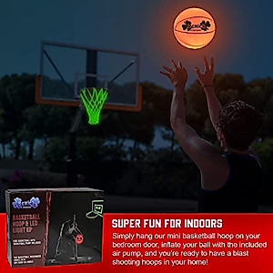 Glow in The Dark Basketball Net Hoop - LED Lighted Smart Basketball Goal with Glowing Hoop Net - Nightime Light Up Glow Hoop Outdoor - Heavy Duty Basketball Air Pump Included