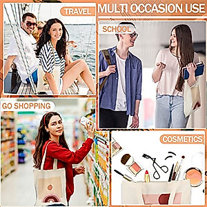 3 Pieces Boho Canvas Tote Bag Reusable Aesthetic Canvas Bag Minimalist Canvas Totes School Shoulder Bag for Girls Grocery Cute Shopping Bags Kitchen Reusable Grocery Bags for Women Girl Shopping