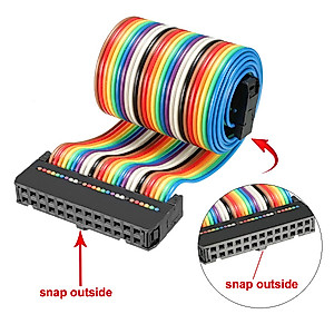 uxcell IDC Rainbow Wire Flat Ribbon Cable 26 Pins 43cm Length 2.54mm Pitch Type-C