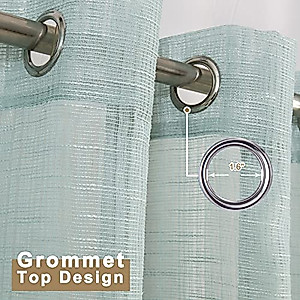 Tony's collection Mint Green Sheer Curtains, Faux Linen Look Semi Voile Backdrop for Dining Room/Kitchen/Small Window(52x63 Inch, Mint, 2 Panels)