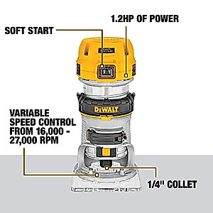 DEWALT Router Fixed/Plunge Base Kit, Variable Speed, 1.25-HP Max Torque (DWP611PK)