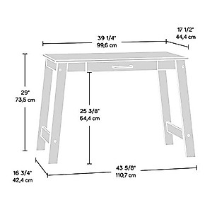 Sauder Beginnings Writing Table, L: 43.58" x W: 17.48" x H: 28.94", Silver Sycamore Finish