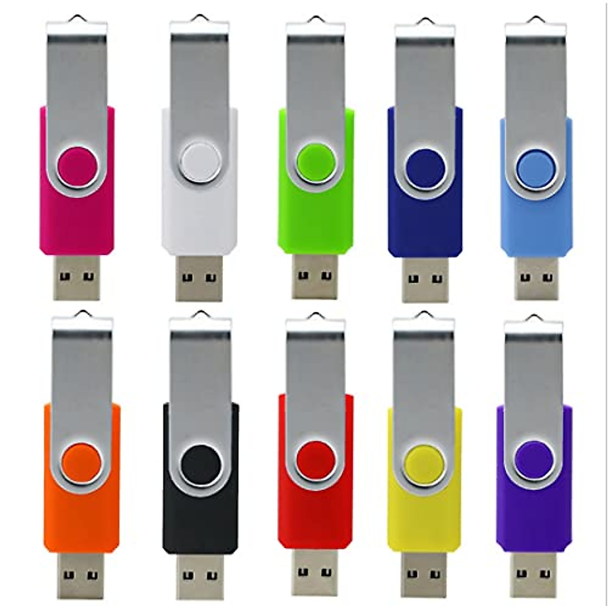 100 Pack 16MB 5 Random Colors USB Flash Drives USB 1.0 Swivel Design Flash Drive Wholesale Bulk for Byte-Level Data Storage CNC Machine Tools Embroidery Machine (5 Random Colors, 16MB)