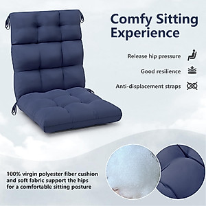 PATIOASIS Rocking Chair Cushion Tufted Adirondack Chair Cushion Non-Slip High Back Patio Chair Cushions Water-Resistant UV-Proof Navy Blue Indoor & Outdoor Furniture Cushions for Chair
