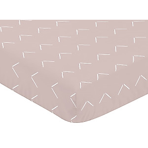 Sweet Jojo Designs Mauve and White Boho Arrow Girl Fitted Crib Sheet Baby or Toddler Bed Nursery - Pink Dusty Rose Bohemian Tribal Southwest Chevron Geometric Herringbone Woodland