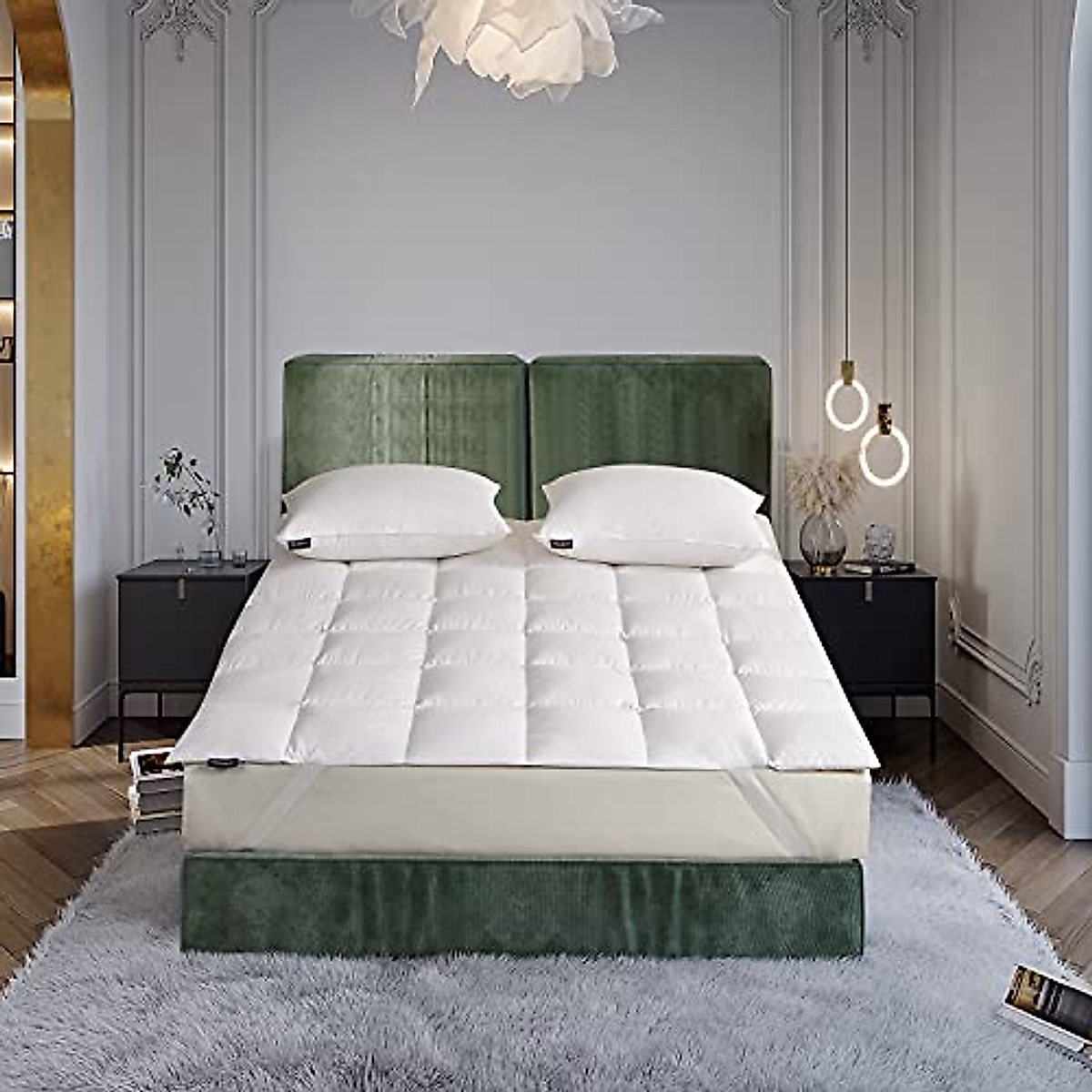 Beautyrest Premium White Down Mattress Topper with Elasticized Anchor Bands, 650 Fill Power