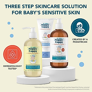 Happy Cappy Three Step Skincare Solution Bundle- Baby Dandruff Shampoo, Eczema Body Wash and Lotion for Kids, Toddler, Adults, Moisturizing Cream, Reduces Itching, Dermatologist Tested, Fragrance-Free