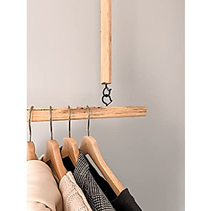 CIRONI Hanging Wood Clothes Rack | Ceiling Mounted Hanging Clothes Rack | Modern Clothes Rail | Floating Rack |Clothing Storage|Bar|Japandi Style