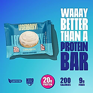 Legendary Foods High Protein Snack Cinnamon Sweet Roll | 20 Gr Pure Protein Bar Alternative | Low Carb Food | Low Sugar & Gluten Free Keto Breakfast Snacks | Healthy Cinnamon Rolls (10-pack)
