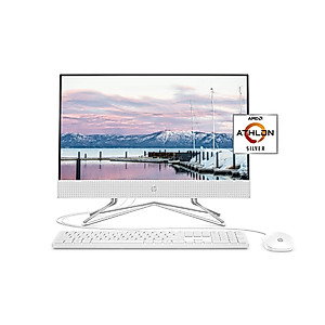 HP 22-inch All-in-One Desktop Computer, AMD Athlon Silver 3050U Processor, 4 GB RAM, 256 GB SSD, Windows 10 Home (22-dd0010, White), Snow White (Renewed)