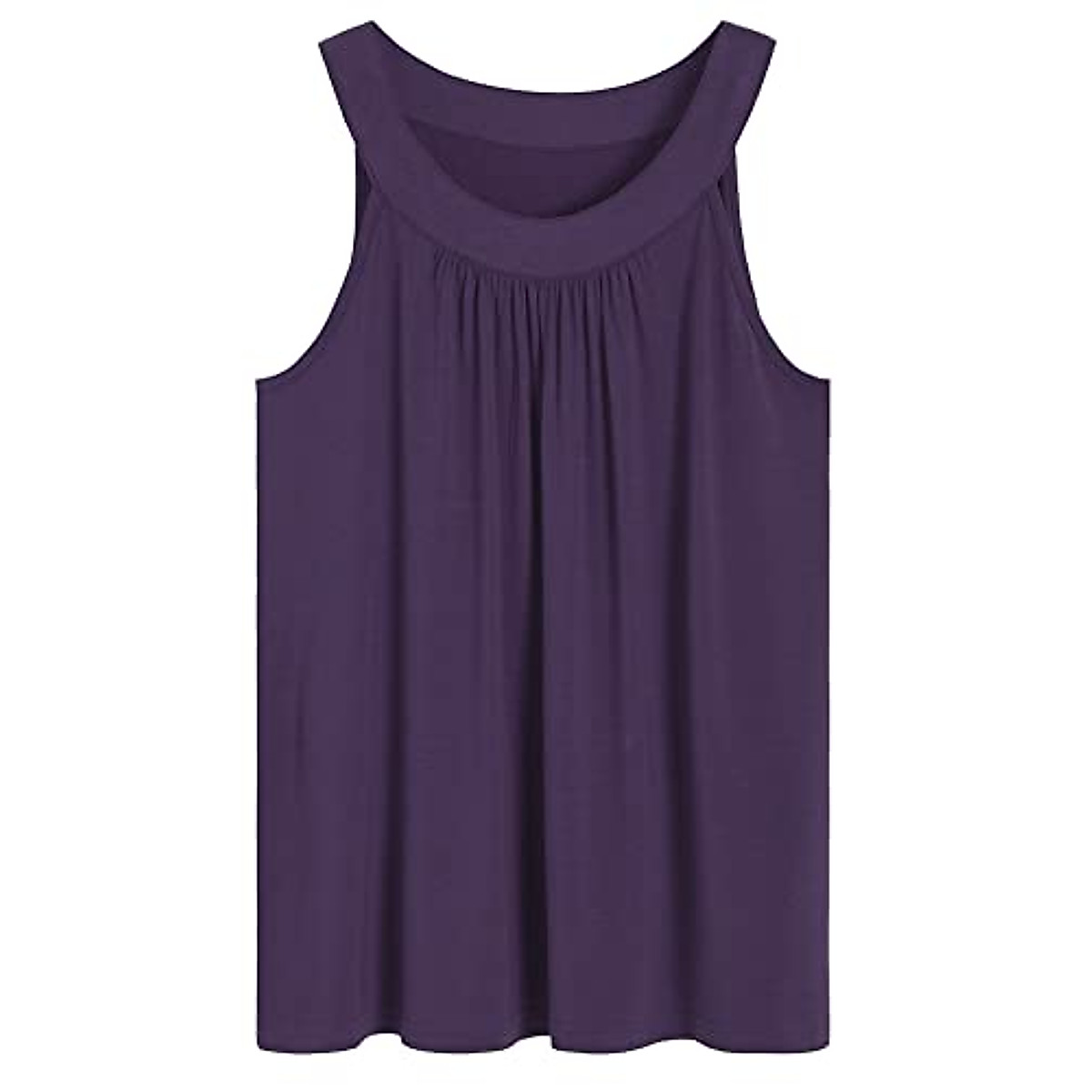 Latuza Women's Soft Bamboo Viscose Tank Top Shorts Pajamas Set 2X Eggplant