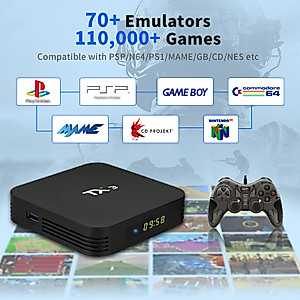 Retro Game Console 512G, Emulator Console Compatible with 76 Emulators, 4K Video Game Console with Dual System, Portable Game Console with 2 Controller, Support 4 Game Palyer, Gift for Friends