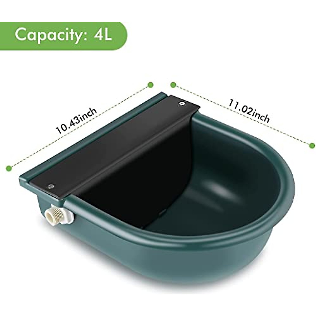 Yosoo Automatic Drinking Waterer Bowl, 4L Automatic Water Trough Livestock Drinking Bowl Drainage Hole Water Trough Farm Grade with with Copper Nozzle for Horse Cattle Goat Sheep Dog